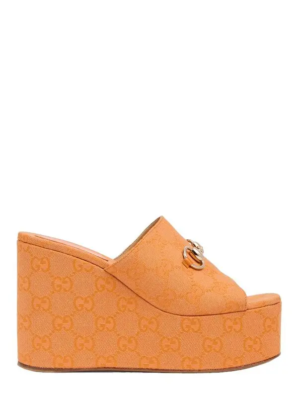Gucci Horsebit Platform Sandals - Orange