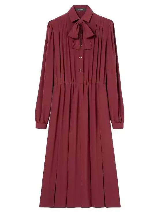 Gucci Silk Crêpe De Chine Dress With Gg Enameled Buttons - Bordeaux
