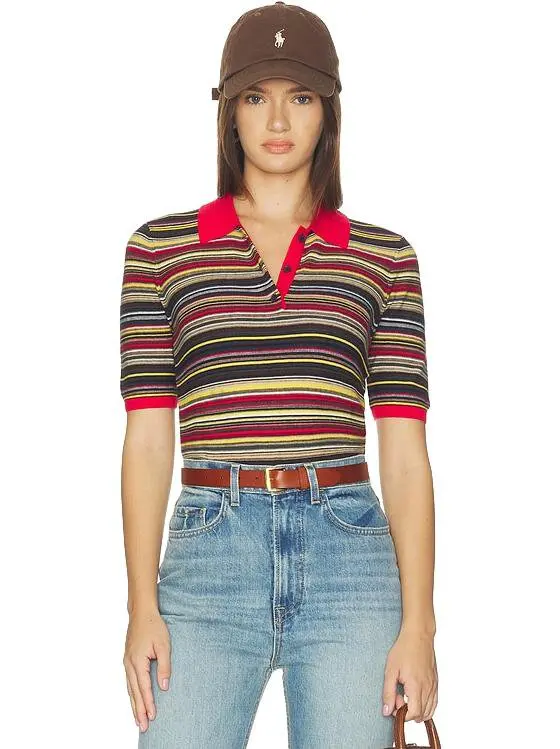 PISTOLA Ashlee Short Sleeve Polo Sweater In . Also - Multi