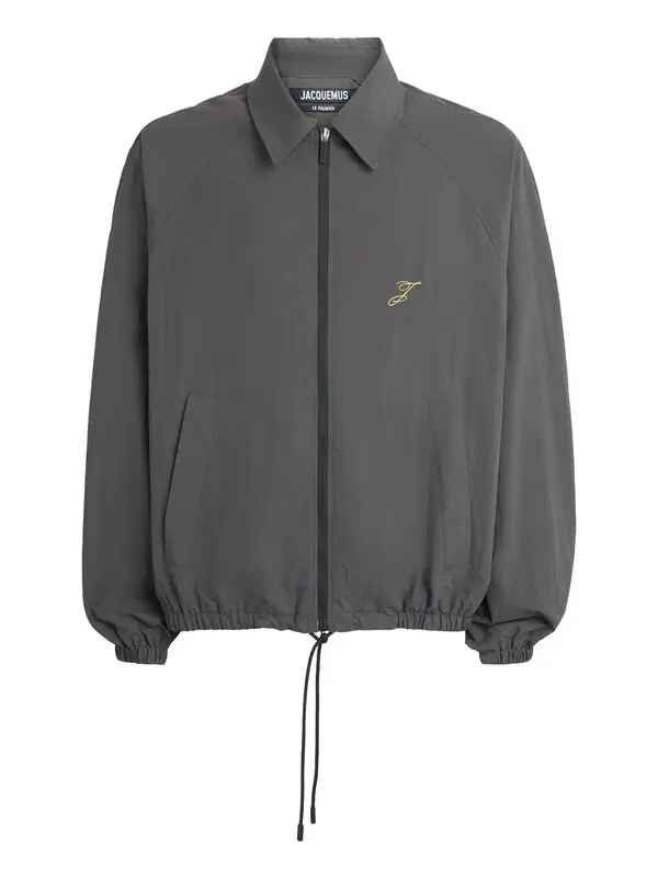Jacquemus Embroidered Initial Windbreaker Jacket - Grey