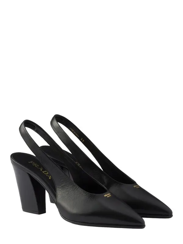 Prada Leather Slingback Pumps - Black