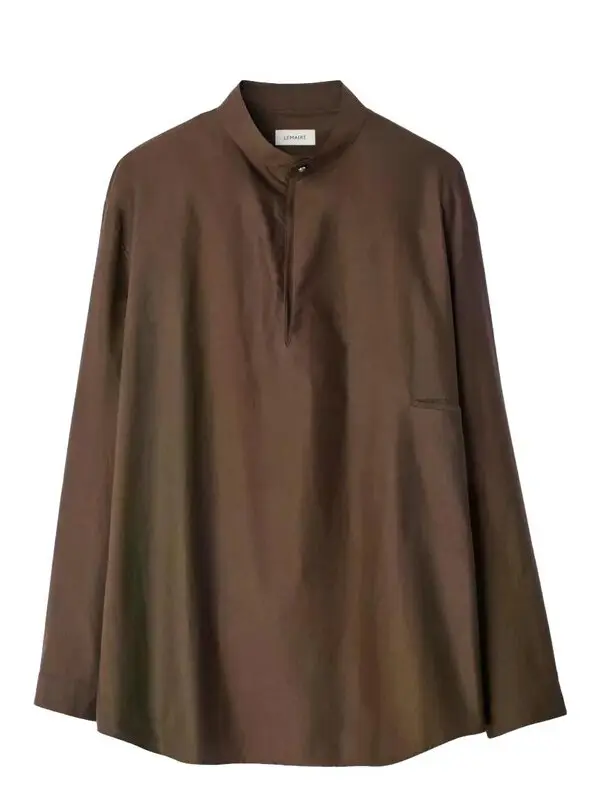 LEMAIRE Sailor Top In Washed Cotton And Silk Blend - Brown