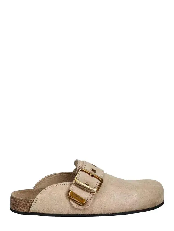ALLSAINTS Buckled Suede Flat Mules - Neutrals