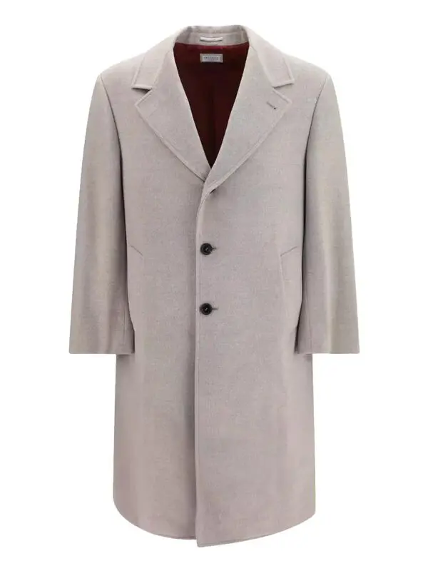 Brunello Cucinelli Single-breasted Fleece Wool Coat - Neutrals
