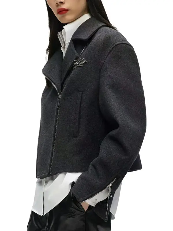 Karl Lagerfeld Logo-plaque Biker Jacket - Grey