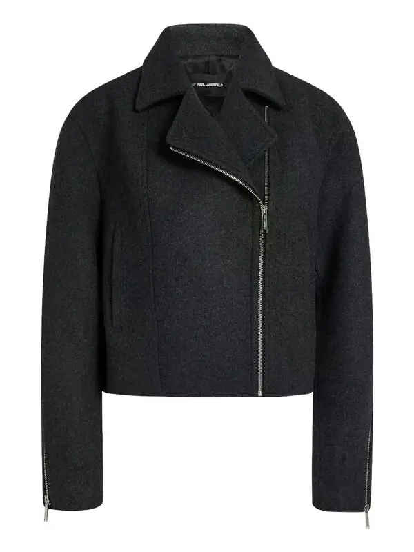 Karl Lagerfeld Logo-plaque Biker Jacket - Grey