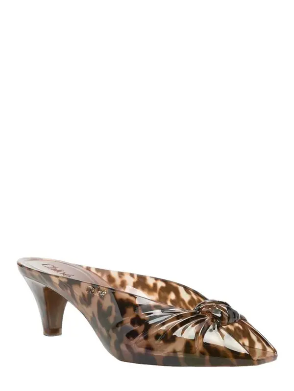 Chloé Jelly Leopard-print Knotted Mules - Brown