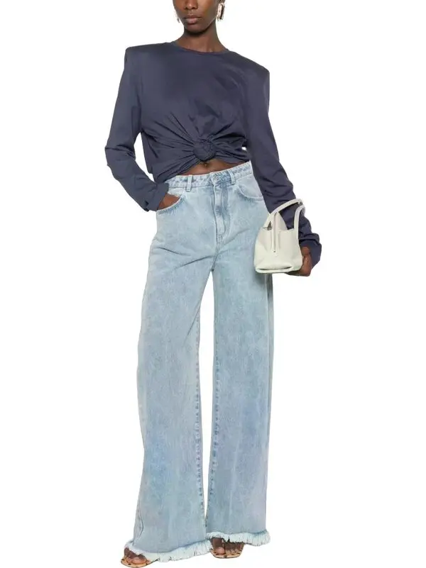 Magda Butrym Padded-shoulder Knotted T-shirt - Blue