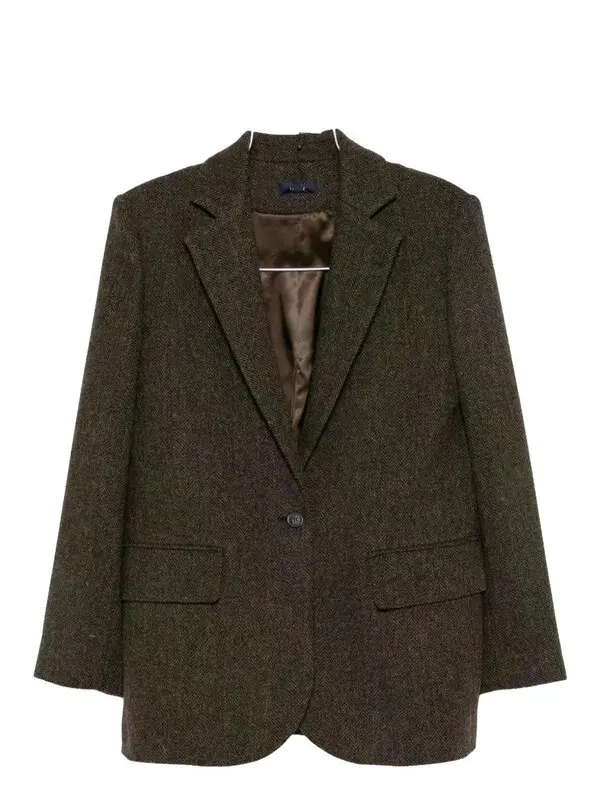 Soeur Herringbone-weave Single-breasted Jacket - Brown