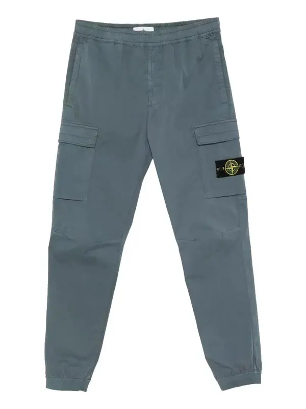 Stone Island Logo Patch Cargo Trousers - Blue