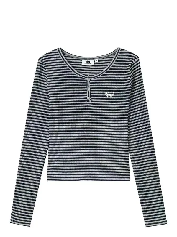 CHOCOOLATE Striped Ribbed Top - Grey