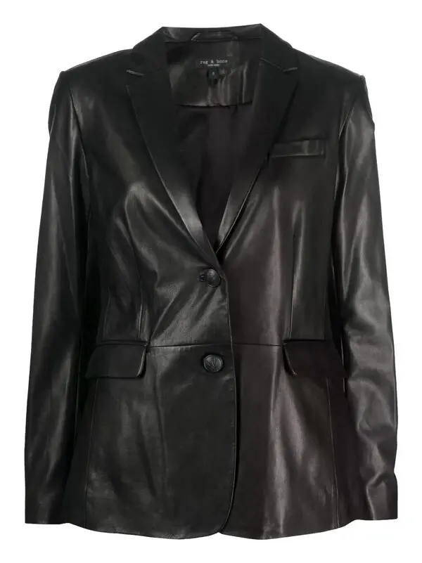 Rag & Bone Charles Single-breasted Leather Blazer - Black