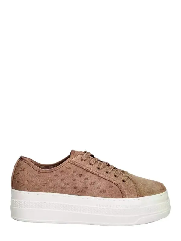 Armani Exchange Monogram-debossed Flatform Sneakers - Brown