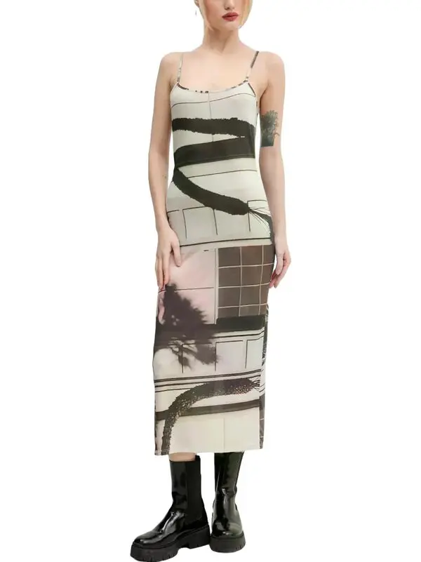 Desigual Graphic-print Midi Dress - Neutrals
