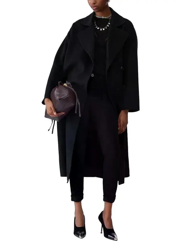 Liu Jo Long Oversized Wool Coat - Black
