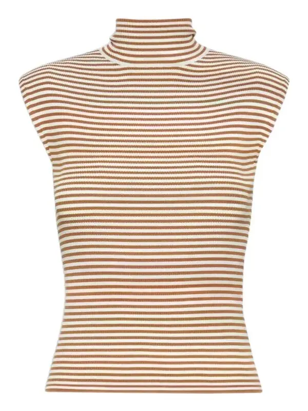 Max Mara Sleeveless Viscose Crepe Polo-neck Sweater Caramel - Neutrals