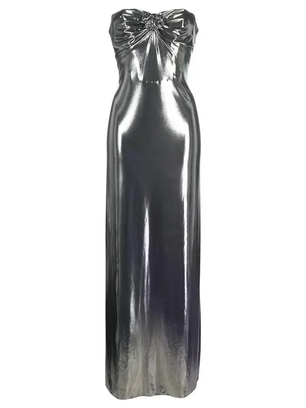 Magda Butrym Strapless Metallic Maxi Dress - Silver