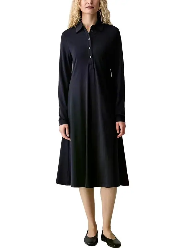 Marc O'polo Long-sleeve Button-fastening Midi Dress - Blue