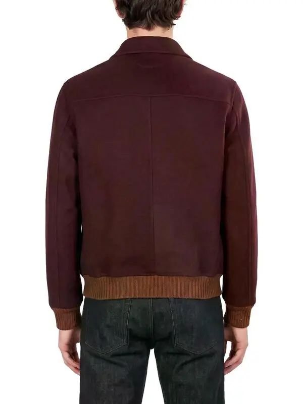 Kiton Bordeaux Spread Collar Zip-up Jacket - Red