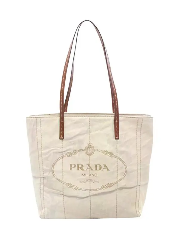 Prada 2013-2026 Linen Blend Tote Bag - Neutrals