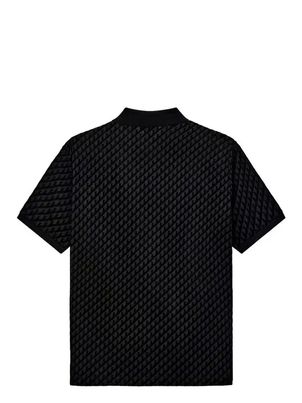 Emporio Armani Monogram-pattern Short-sleeve Polo Shirt - Black