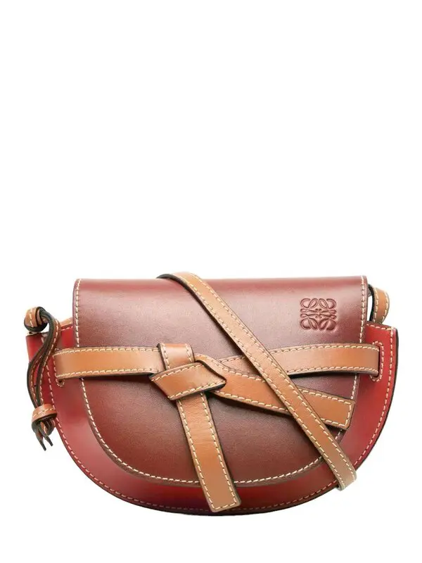 Loewe 2019 Mini Tricolor Leather Gate Crossbody Bag - Red