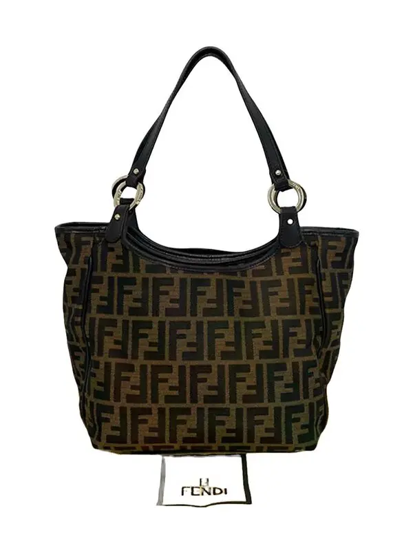 Fendi 2000-2010 Zucca Canvas Shoulder Bag - Brown