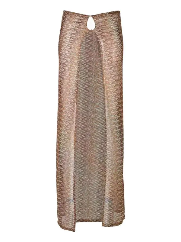 PALMACEA Zigzag Knit Maxi Skirt With Shell Embellishment - Brown