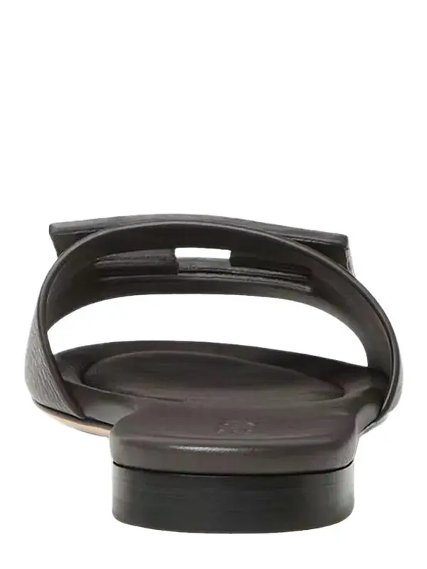 Fendi Baguette Leather Slides - Brown