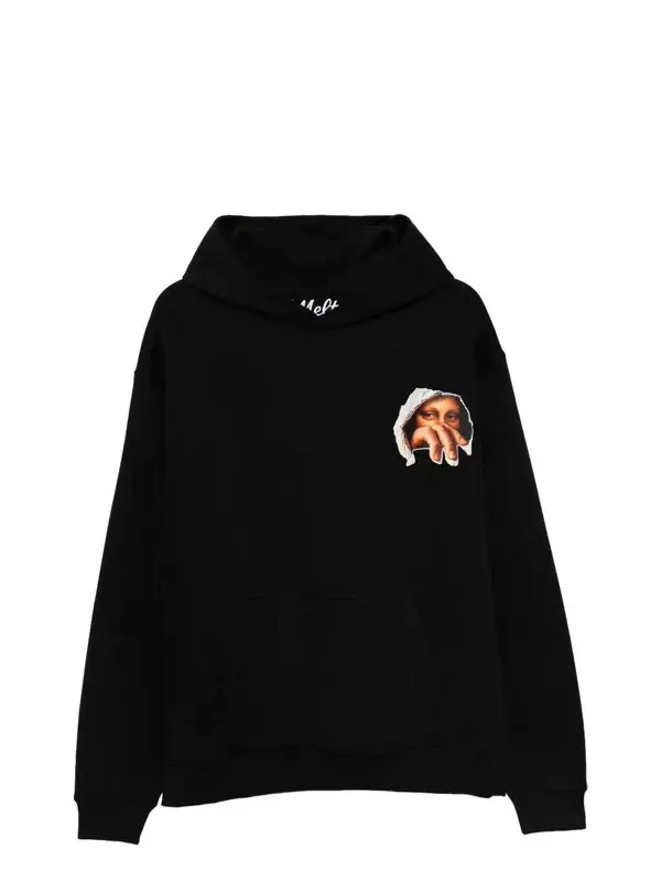 MELT Graphic-print Pouch-pocket Hoodie - Black
