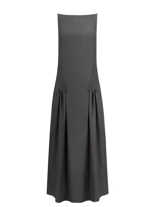 THE ARKOW Vera Open-back Pleated Maxi Dress - Grey