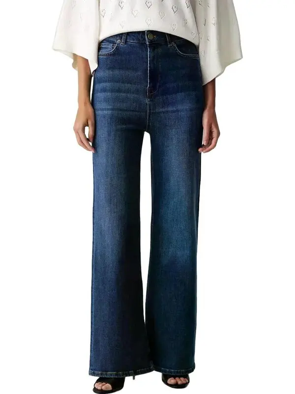 TWINSET Faded-effect Wide-leg Jeans - Blue