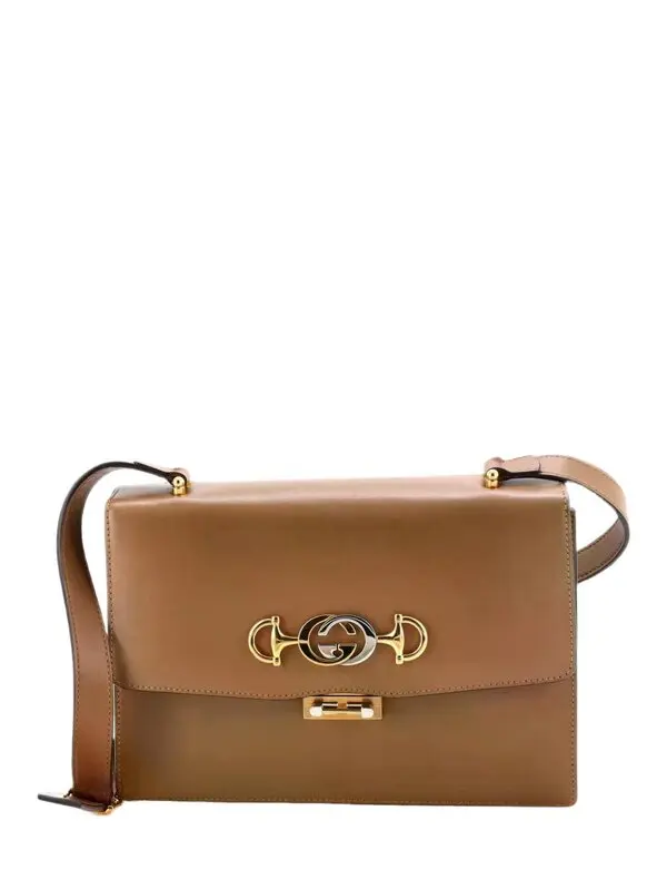 Gucci Zumi Flap Leather Small Shoulder Bag - Brown