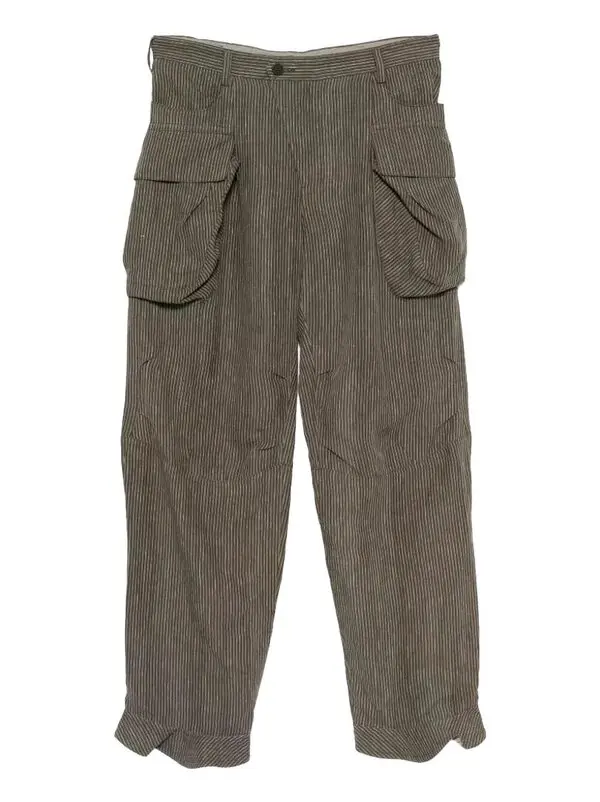 ZIGGY CHEN Striped Cargo Trousers - Grey