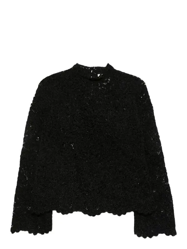 SEMICOUTURE Crochet Scalloped-edge Jumper - Black