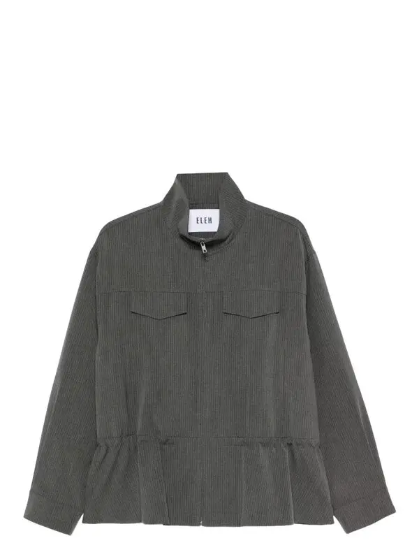 ELEH Pinstripe Drawstring-waist Jacket - Grey