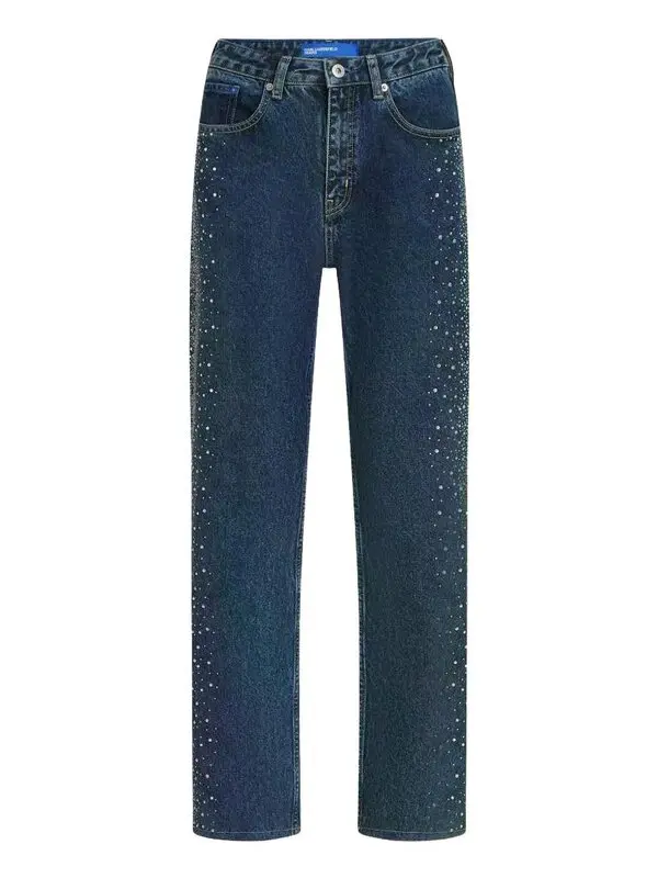Karl Lagerfeld Crystal-embellished Straight-leg Jeans - Blue