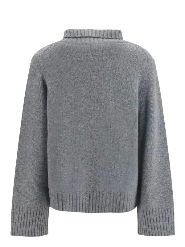ALLUDE High-neck Ribbed-cuff Sweater - Grey