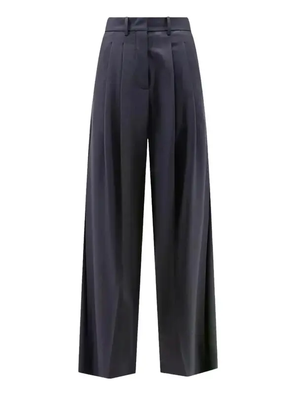 ALYSI Pleated Wide-leg Trousers - Blue