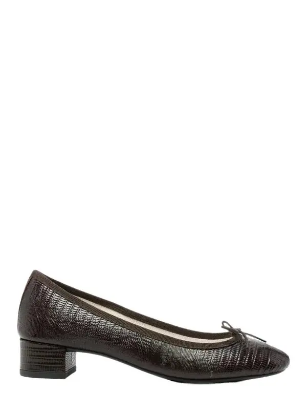 Repetto Lizard-effect Block Heel Pumps - Brown