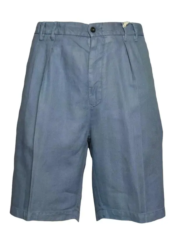 L.B.M. 1911 Pleated Herringbone Tailored Shorts - Blue