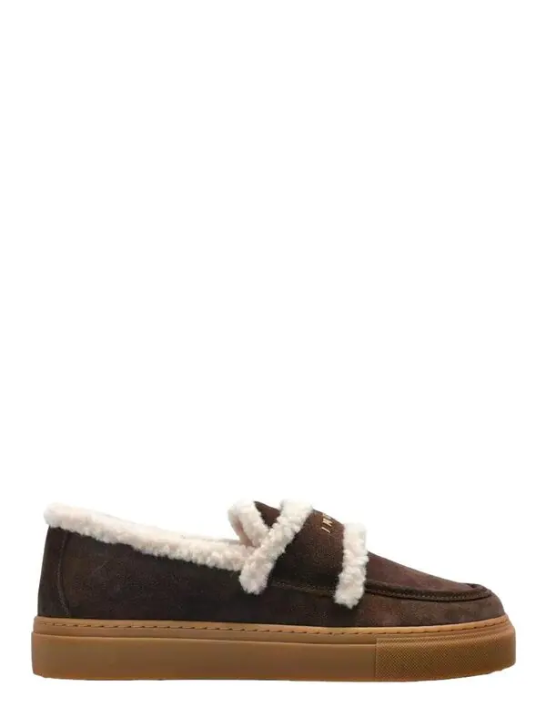 Inuikii Shearling Trim Suede Loafers - Brown