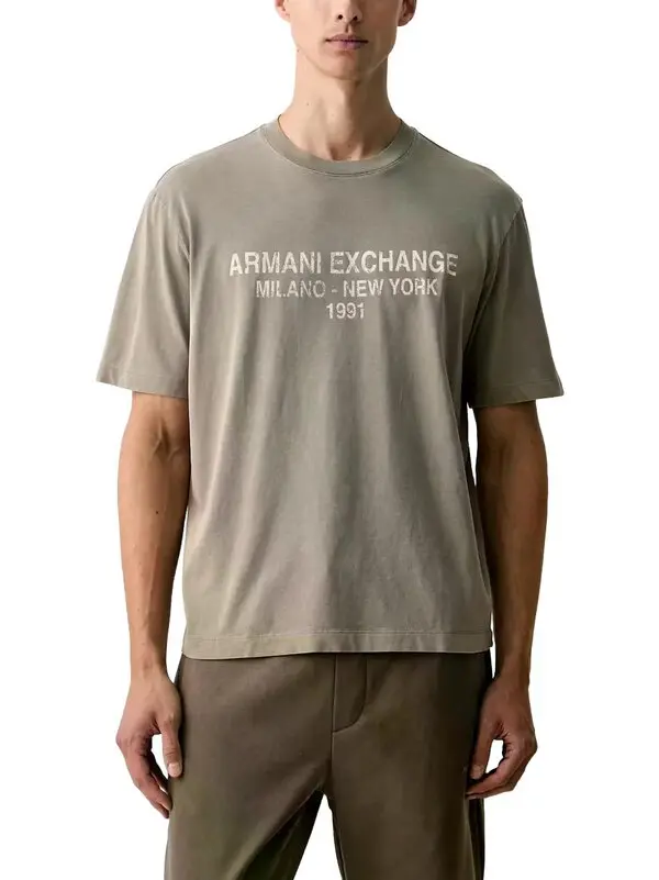 Armani Exchange Logo-print Crew-neck T-shirt - Neutrals