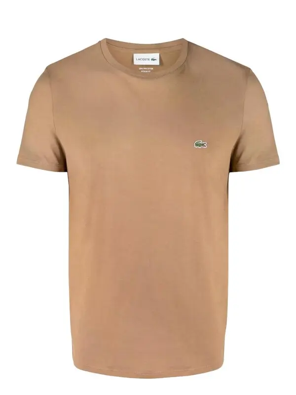 Lacoste Logo-embroidered Cotton T-shirt - Brown