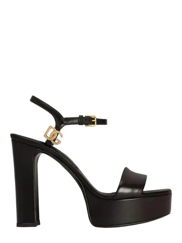 Dolce & Gabbana Calfskin Platform Sandals - Black