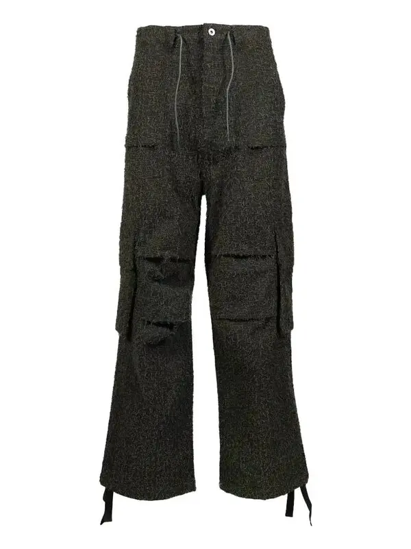 FILTH Distressed Cargo Pants With Drawstring Cuffs - Grey
