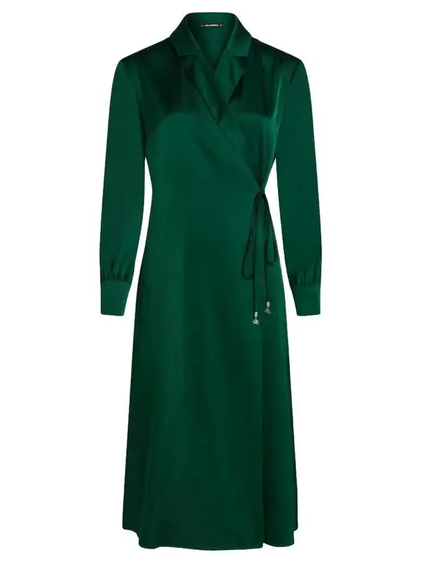 Karl Lagerfeld Satin Finish Wrap Dress - Green