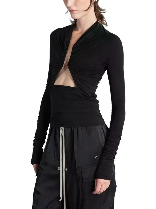 Rick Owens Ruched Cutout Top - Black