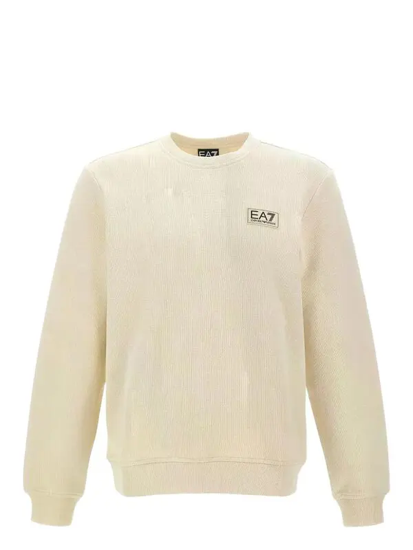 EA7 Logo Patch Ribbed Sweater - Neutrals