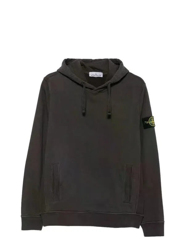 Stone Island Logo-patch Drawstring Hoodie - Grey